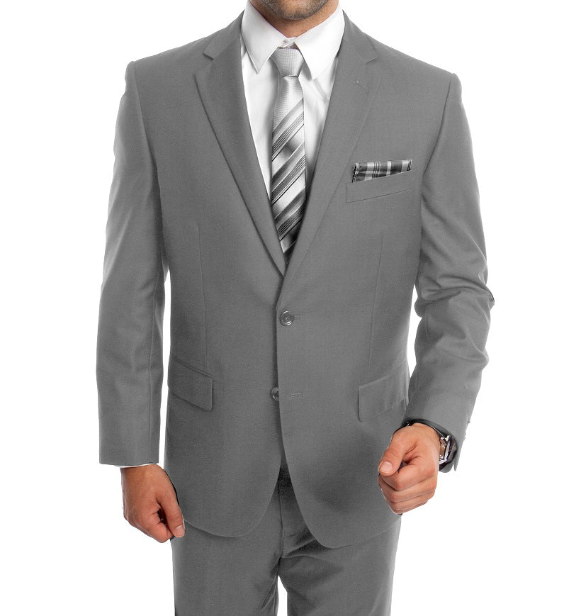 Men's Light Gray Business Suit with Flat Front Pants Tazio M202-05