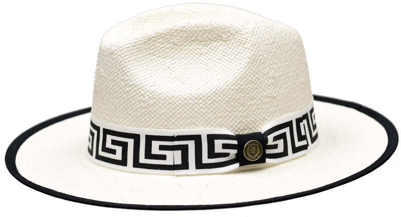 Bruno Capelo Mens White Greek Key Summer Hat Valentino VA404